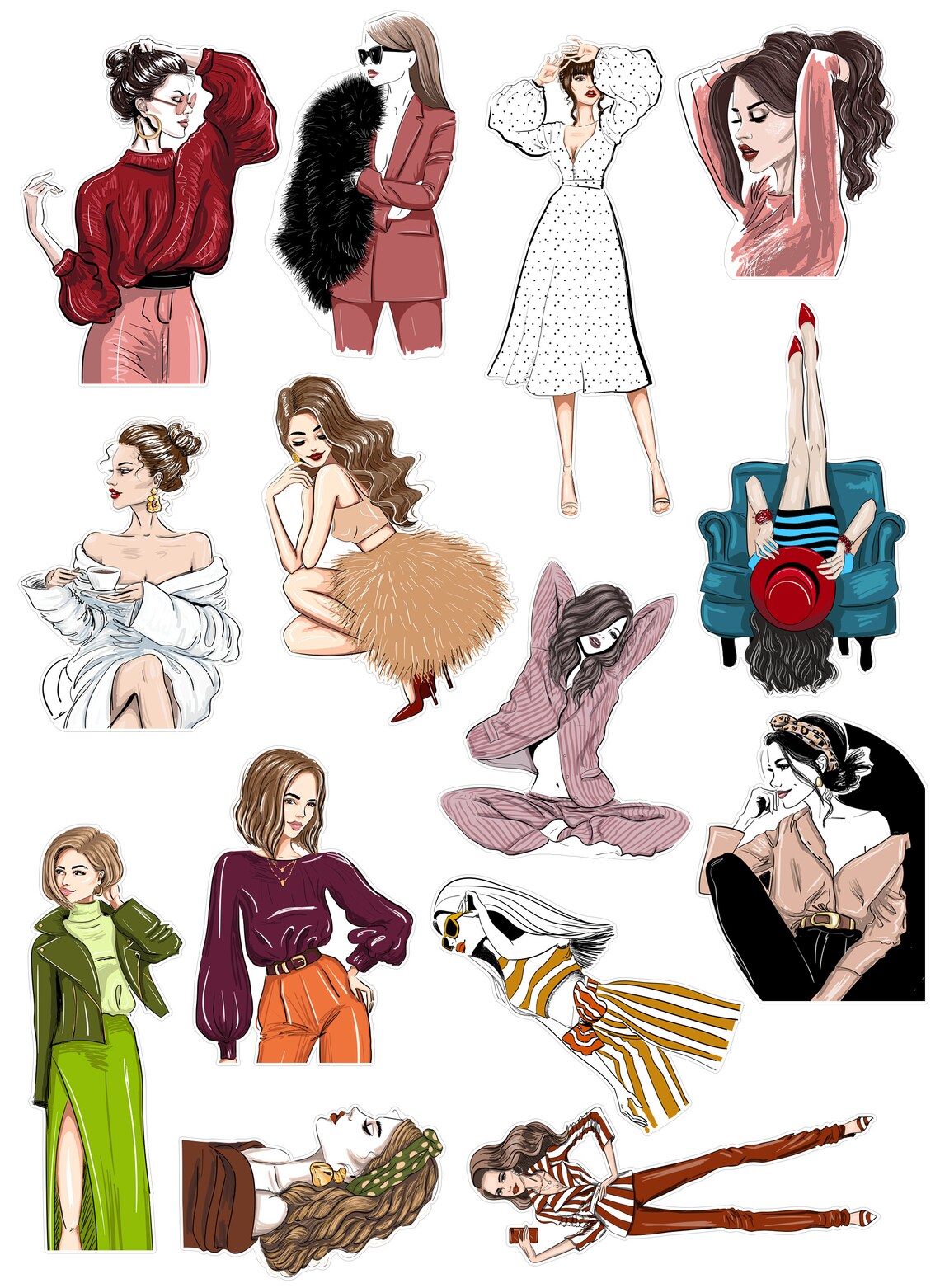 Vintage Inspired Lady Stickers for Junk Journals, Vintage Girls ...