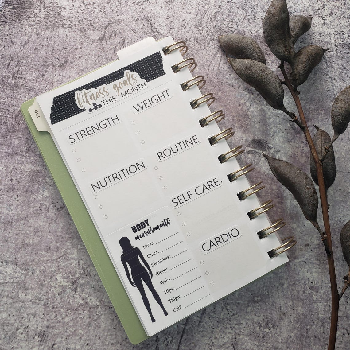 Monthly WELLNESS Goal Setting Header Planner Stickers, Fitness Goal ...