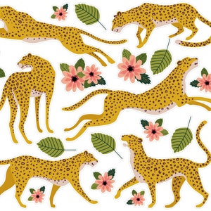 Leopards With Flowers Planner Stickers Animal Planner - Etsy