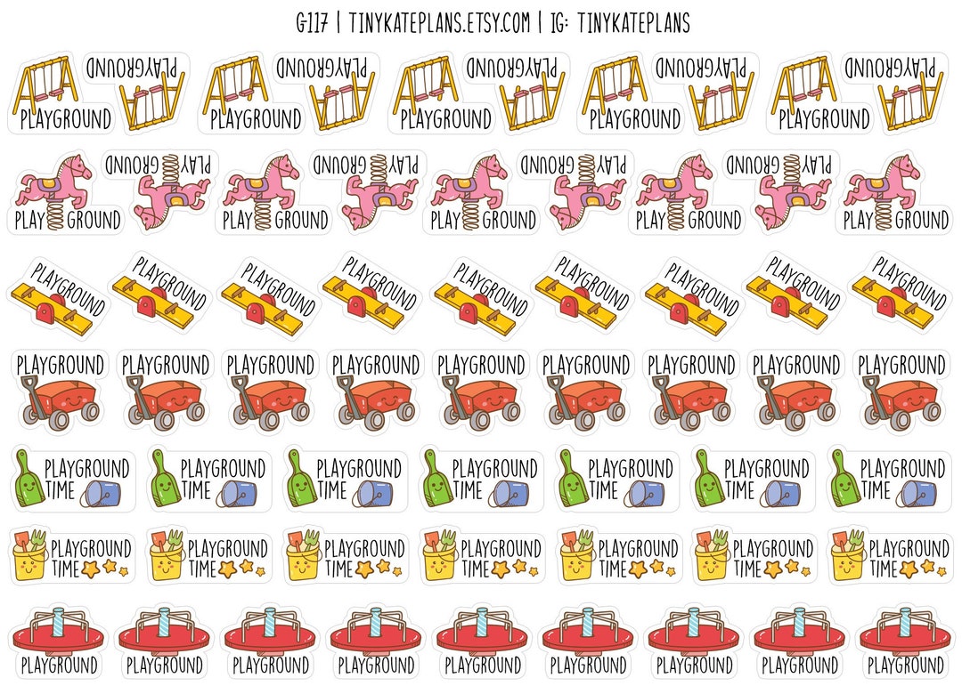 60 Playground Planner Stickers, Kids Planner Stickers, Playground Time ...
