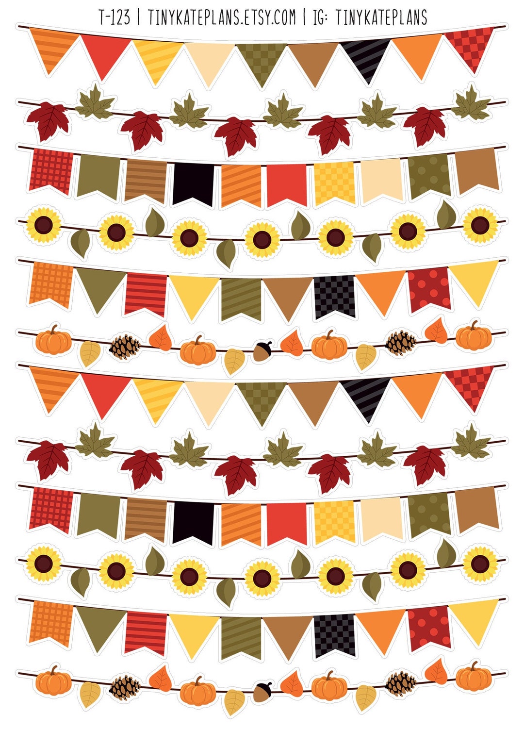 Fall Garland & Bunting Flag Planner Stickers, Cozy Fall Planner ...