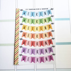 7 Weekend Flag Planner Stickers, Erin Condren Life Planner Stickers ...