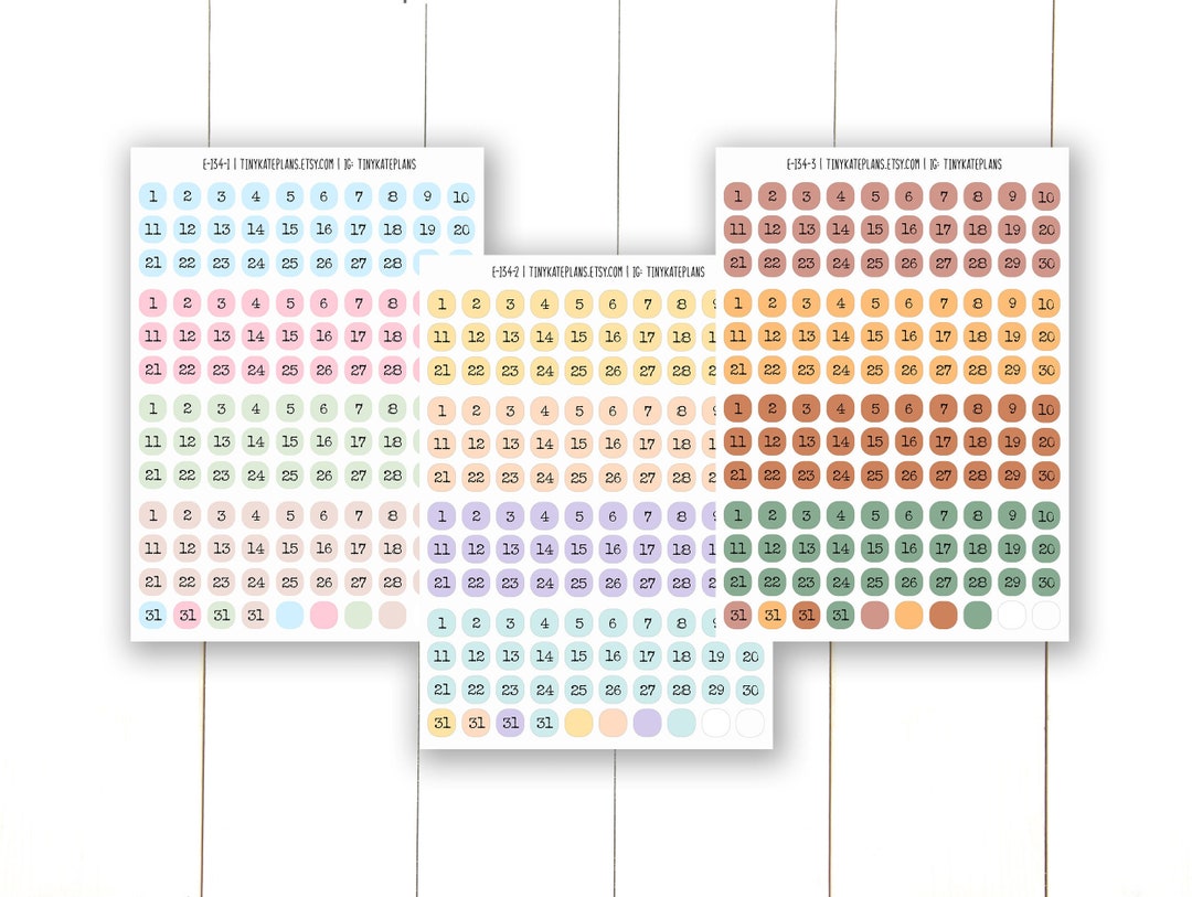 124 Tiny Typewriter Style Date Dot Planner Stickers, Calendar Planner ...