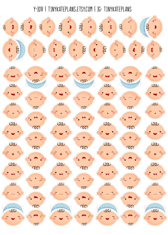 72 Baby Boy Face Planner Stickers Baby Shower Stickers Baby - Etsy