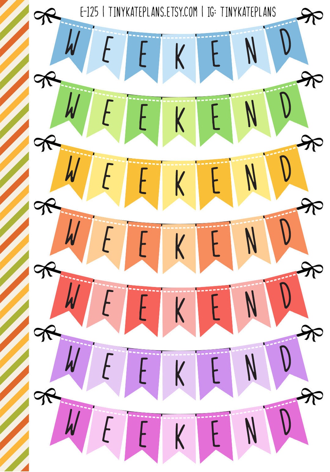 7 Weekend Flag Planner Stickers, Erin Condren Life Planner Stickers ...
