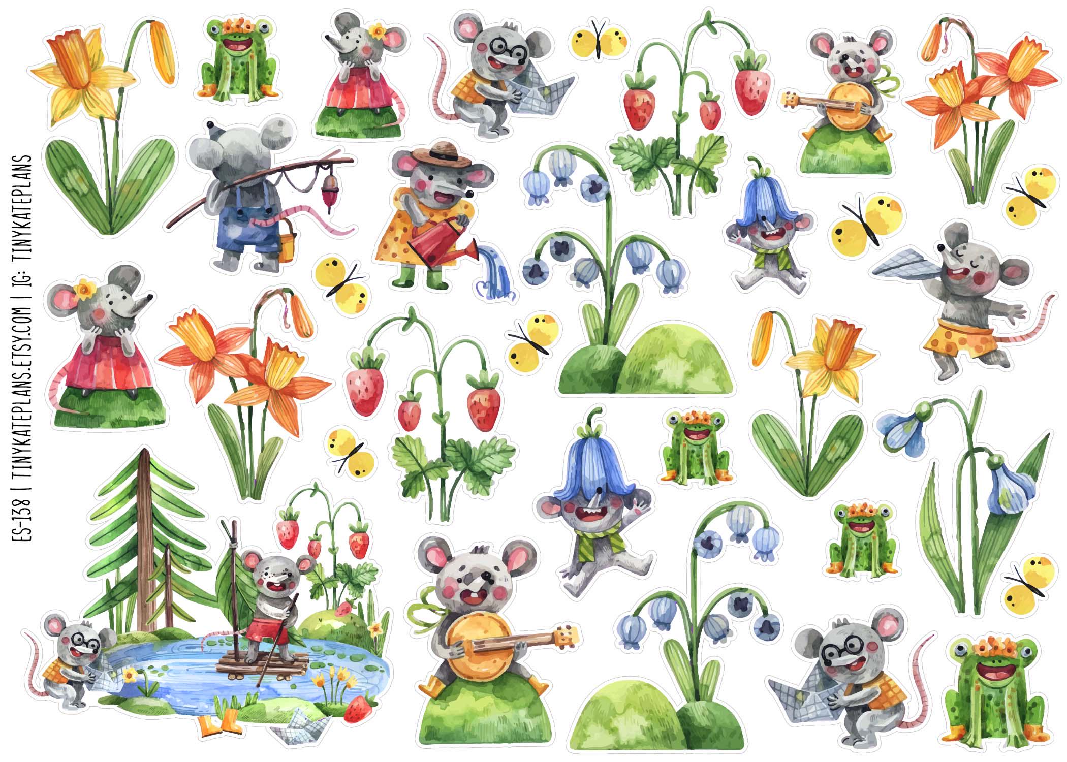 Critters by the Lake Planner Stickers, Tiny Easter Mice Planner ...