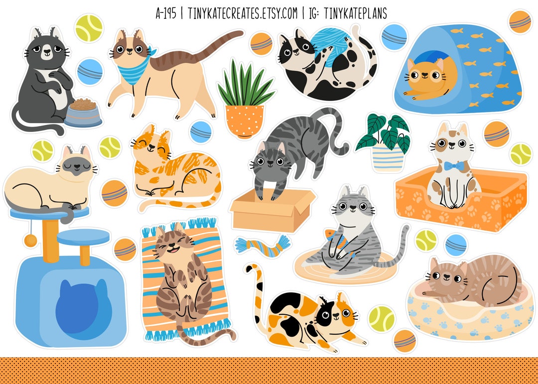 Silly Cats Planner Stickers, Cat Lover Planner Stickers, Funny Cat ...