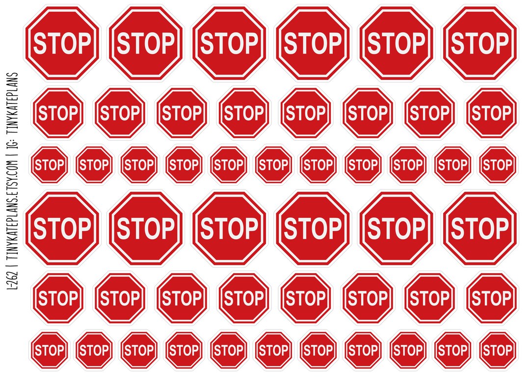 50 Stop Sign Planner Stickers, Traffic Planner Stickers, Caution Icon ...