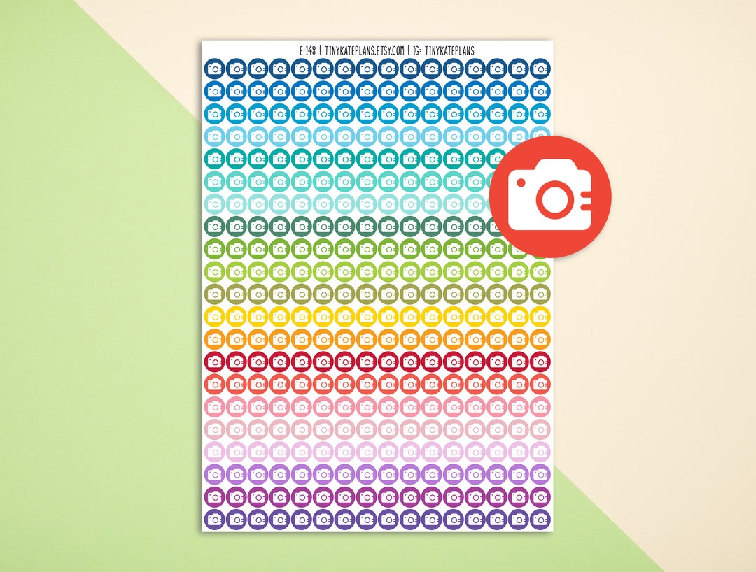 Tiny Camera Dot Planner Stickers, Colorful Mini Dot Planner Stickers ...