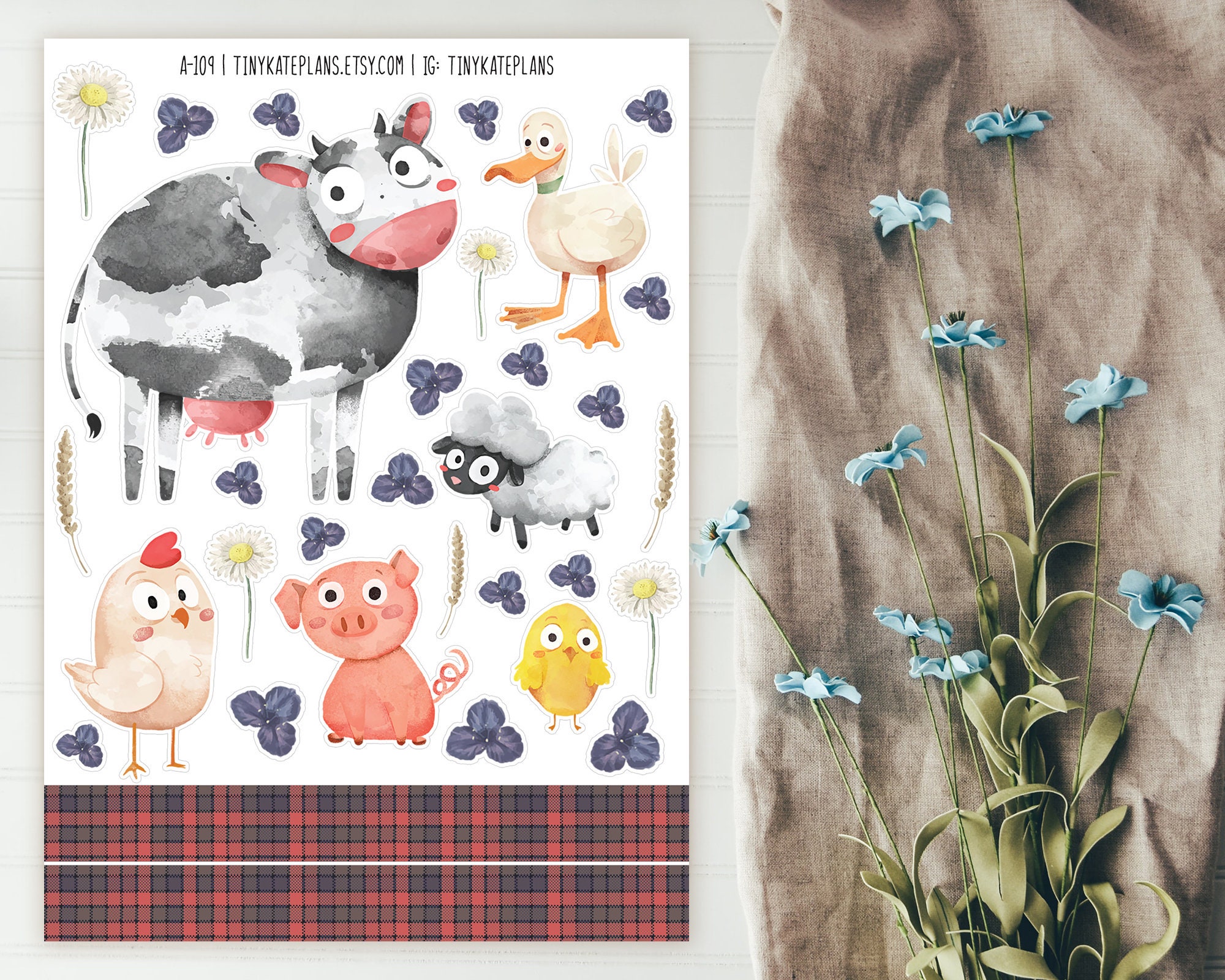 Paper & Party Supplies Stickers Stickers, Labels & Tags FARM ANIMALS ...