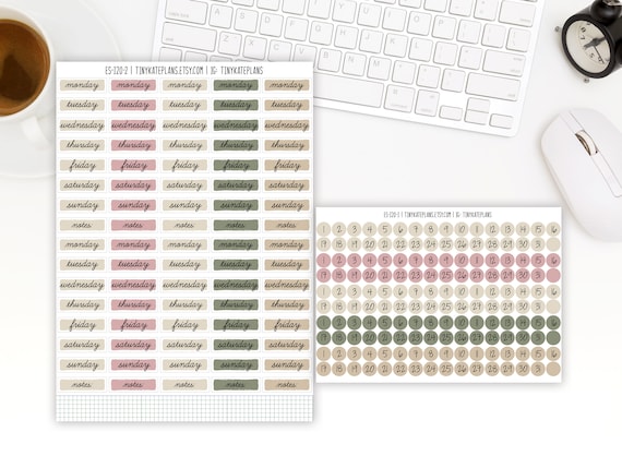 Neutral Colors Weekly Set Planner Stickers Spring Date Cover - Etsy