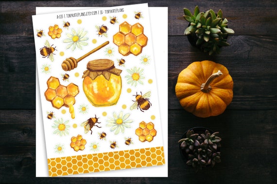 Watercolor Honey Bee Planner Stickers Bee Planner Stickers - Etsy