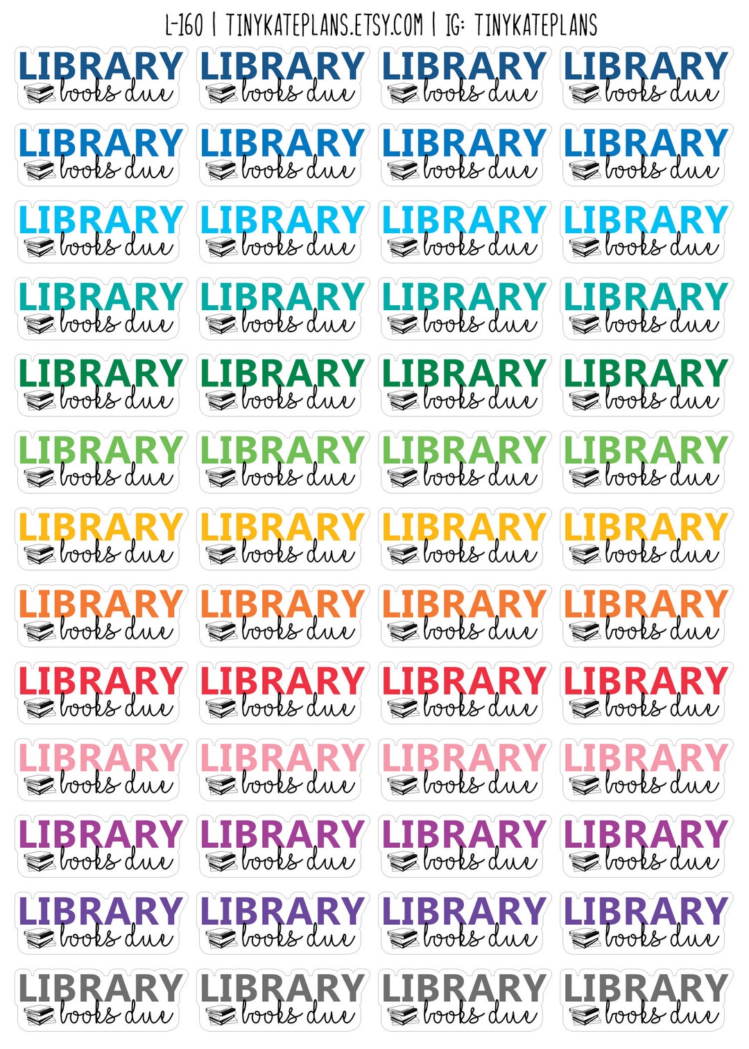 56 Library Books Due Planner Stickers, Reading Planner Stickers, Book ...