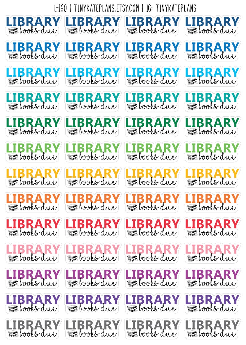 56 Library Books Due Planner Stickers Reading Planner - Etsy