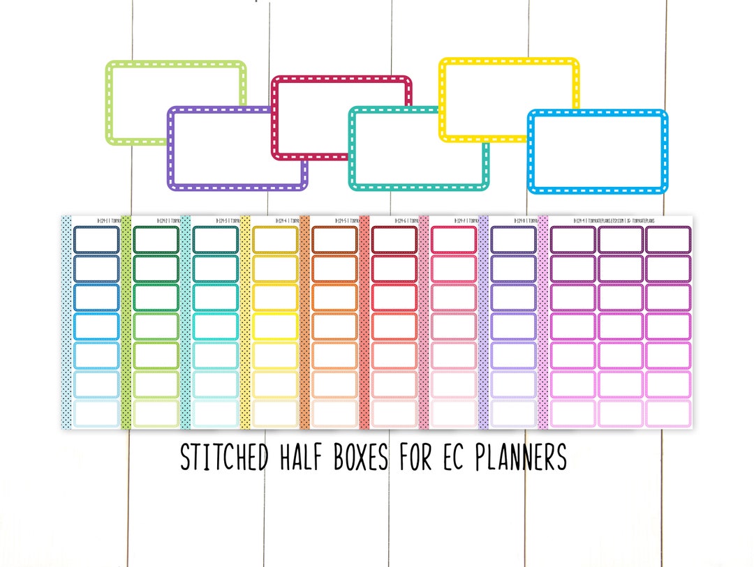21 Half Box Stitched Rainbow Planner Stickers, Erin Condren VERTICAL ...