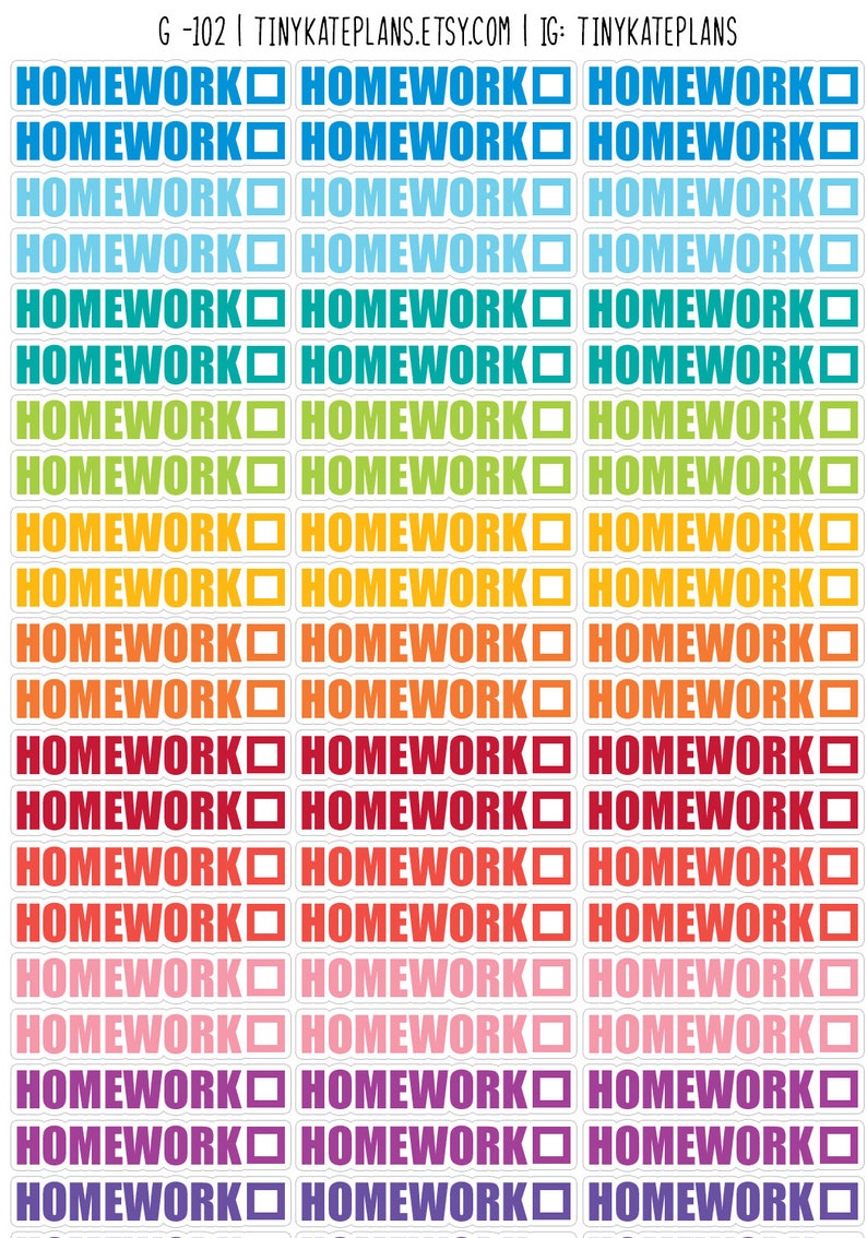 112 Homework Check Mark Planner Stickers Tiny School Planner - Etsy