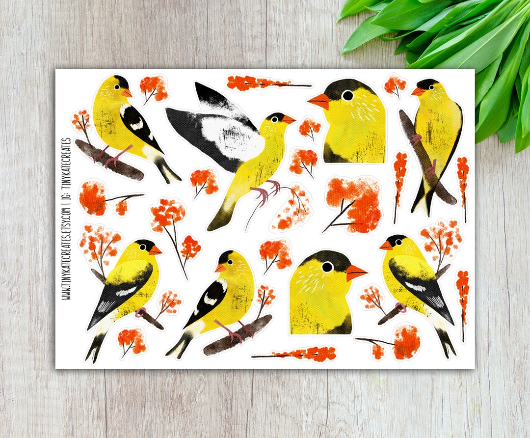 American Goldfinch Planner Stickers, Silly Bird Planner Stickers, Cute ...