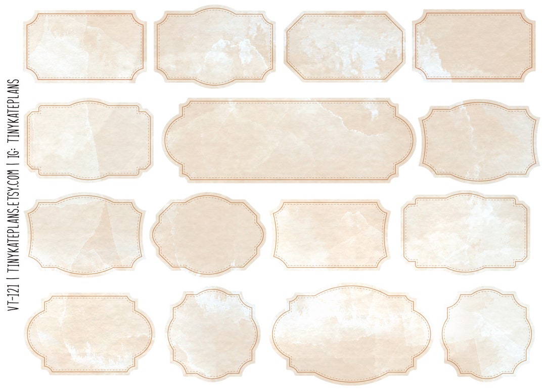 Vintage White Stained Label Sticker Ephemera for Junk or Bullet Journal ...