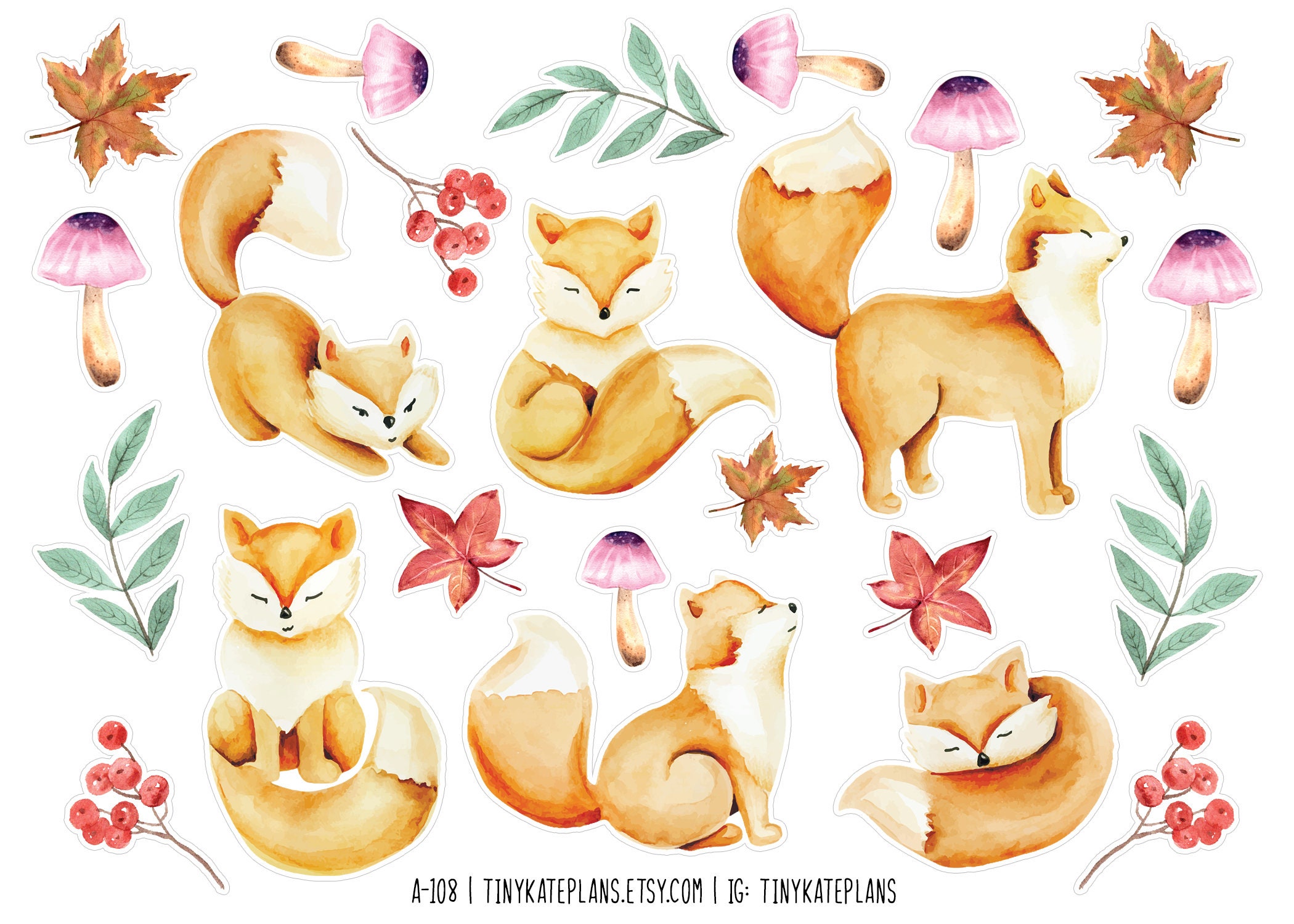 Cute Fox Fall Planner Sticker Set Fall Fox Planner Stickers - Etsy
