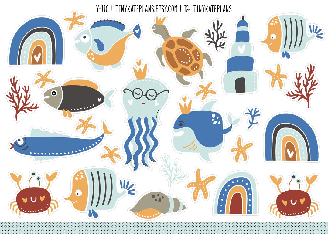 Under the Sea Planner Stickers, Under the Sea Planner Stickers, Monthly ...