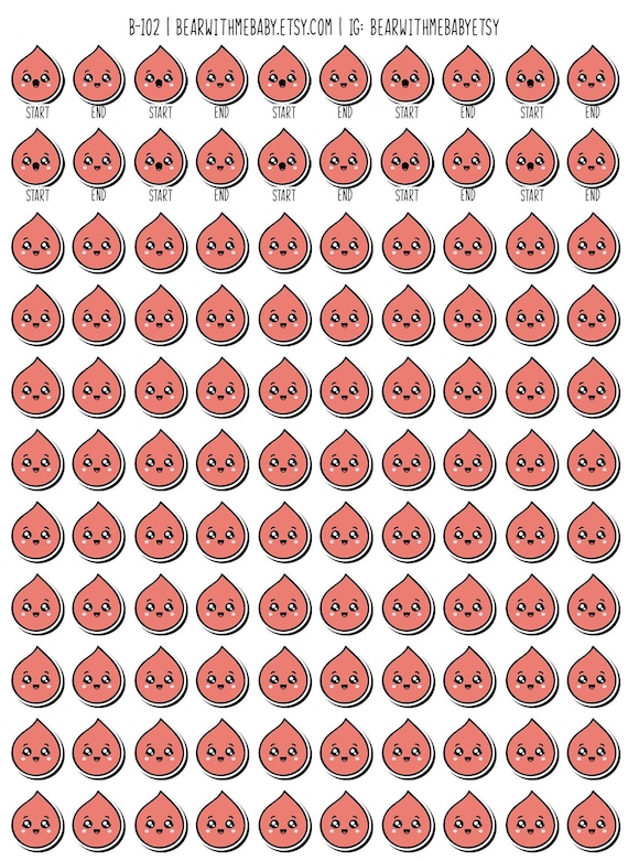 120 Tiny Cute Period Tracker Planner Stickers Tiny Planner | Etsy
