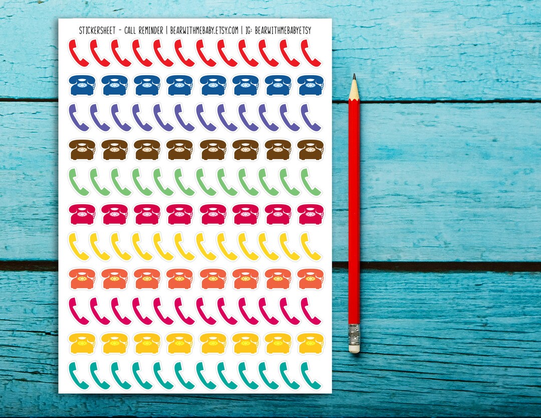 112 Call Reminder Planner Stickers, Tiny Phone Planner Stickers ...