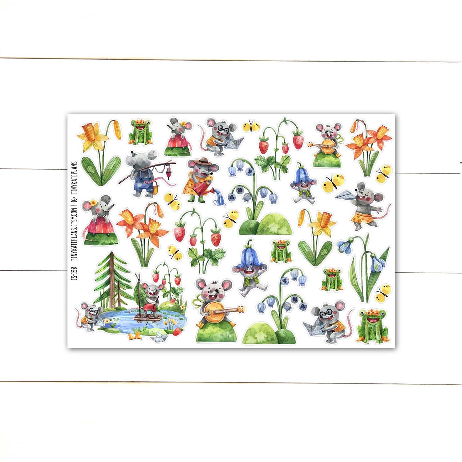 Critters by the Lake Planner Stickers, Tiny Easter Mice Planner ...