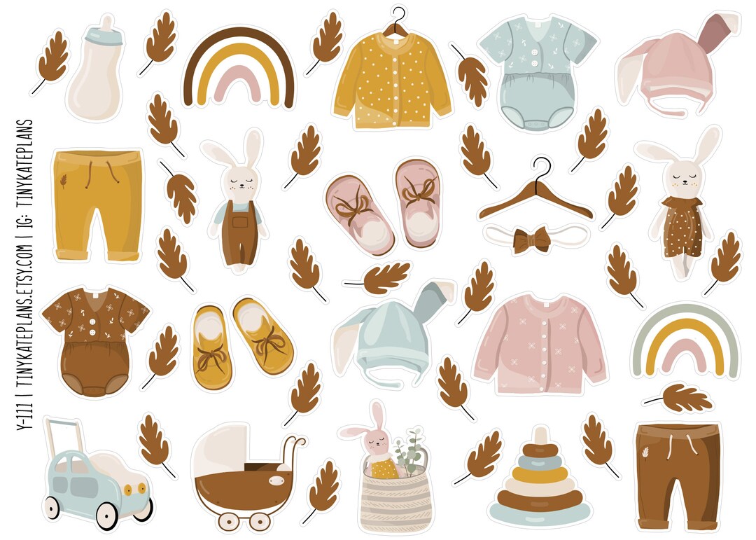 Boho Baby Boy & Girl Planner Stickers, Baby Shower Planner Stickers ...
