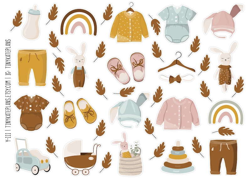 Boho Baby Boy & Girl Planner Stickers, Baby Shower Planner Stickers ...