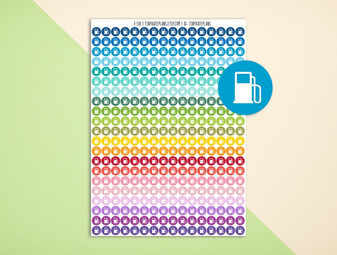 Tiny Car Gas Pump Dot Planner Stickers, Colorful Mini Dot Planner ...