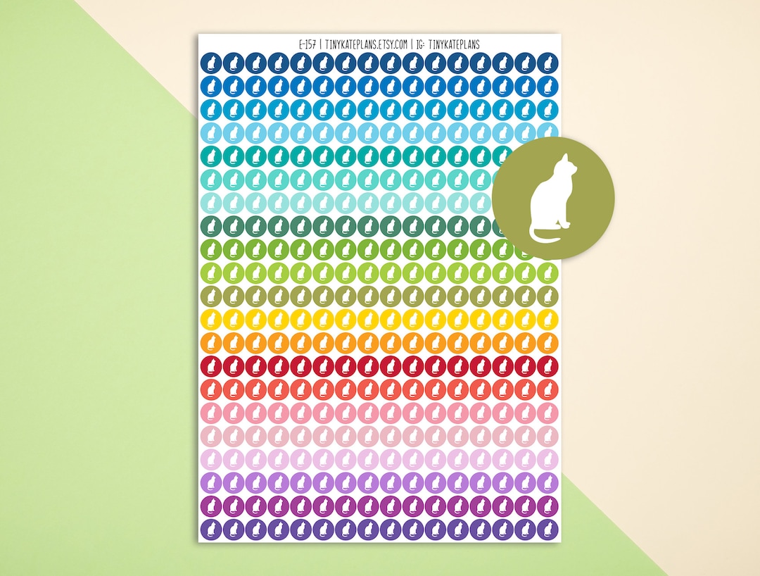Tiny Cat Dot Planner Stickers, Colorful Mini Dot Planner Stickers, ECLP ...