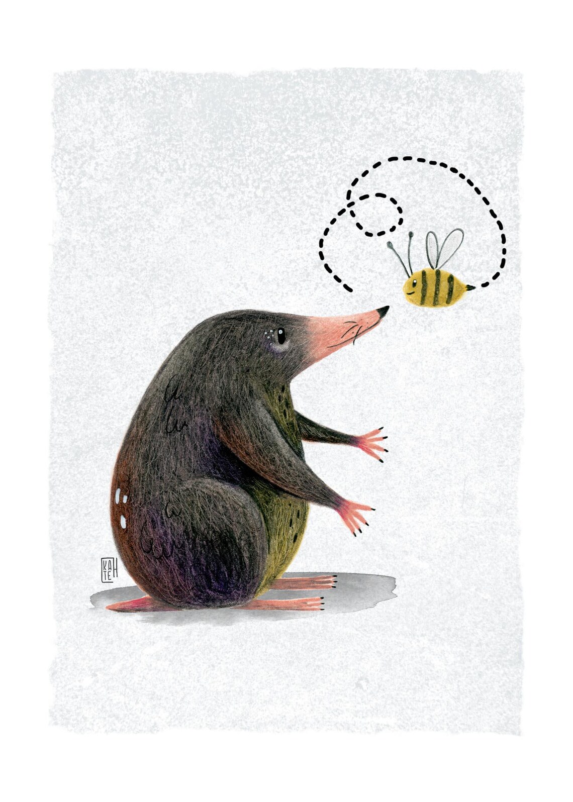 Moles & Bees Postcard Set, Mole Animal Postcard, Cute Forest Animal ...