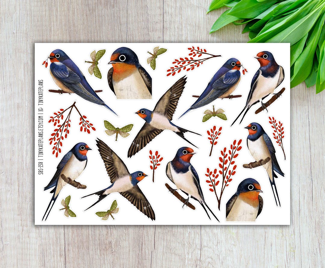 Barn Swallow Planner Stickers, Silly Bird Planner Stickers, Cute Bird ...