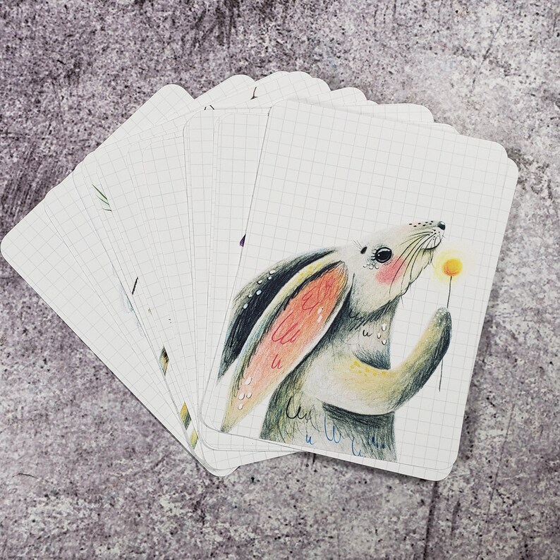 Tipin Art Card Set of 18, Fall Animals 3x4 Card Prints for ...