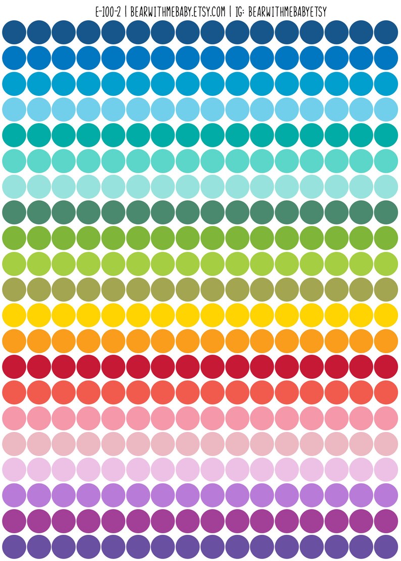 Tiny Colorful Dot Planner Stickers, Colorful Mini Dot Calendar Planner ...