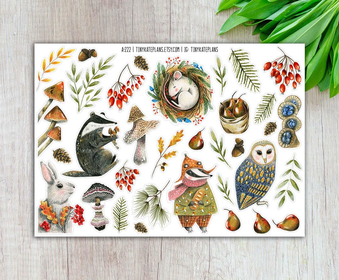 Fall Animals Planner Stickers, Forest Animal Planner Stickers, Fall ...