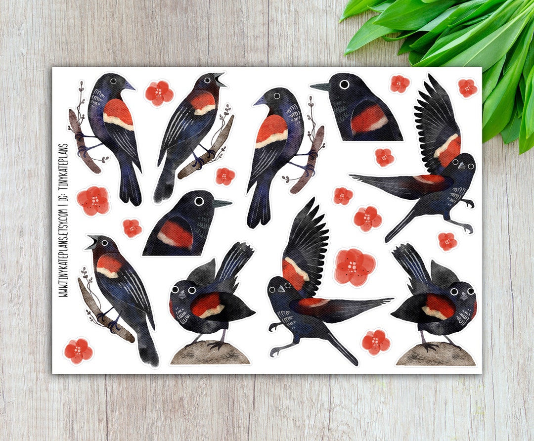 Blackbird Planner Stickers, Silly Bird Planner Stickers, Cute Bird ...