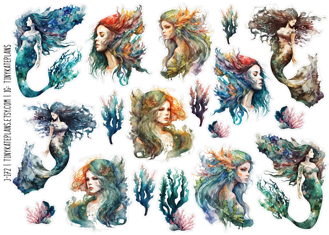 Pretty Mermaids Planner Stickers, Summer Girls Scrapbook Stickers ...