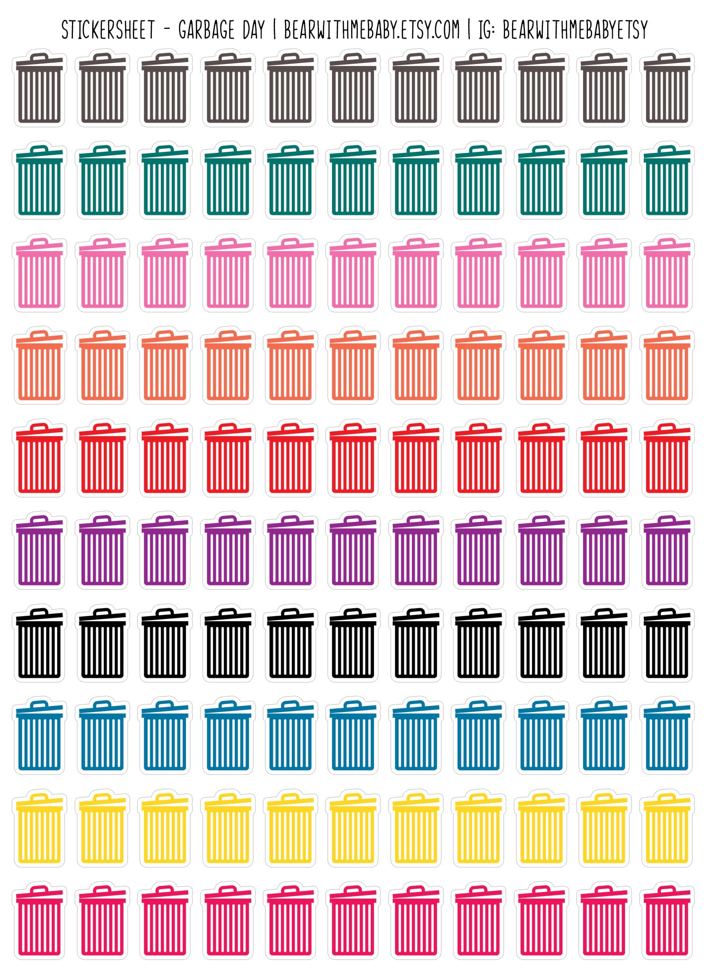 110 Tiny Garbage Day Street Cleaning Planner Stickers Tiny - Etsy