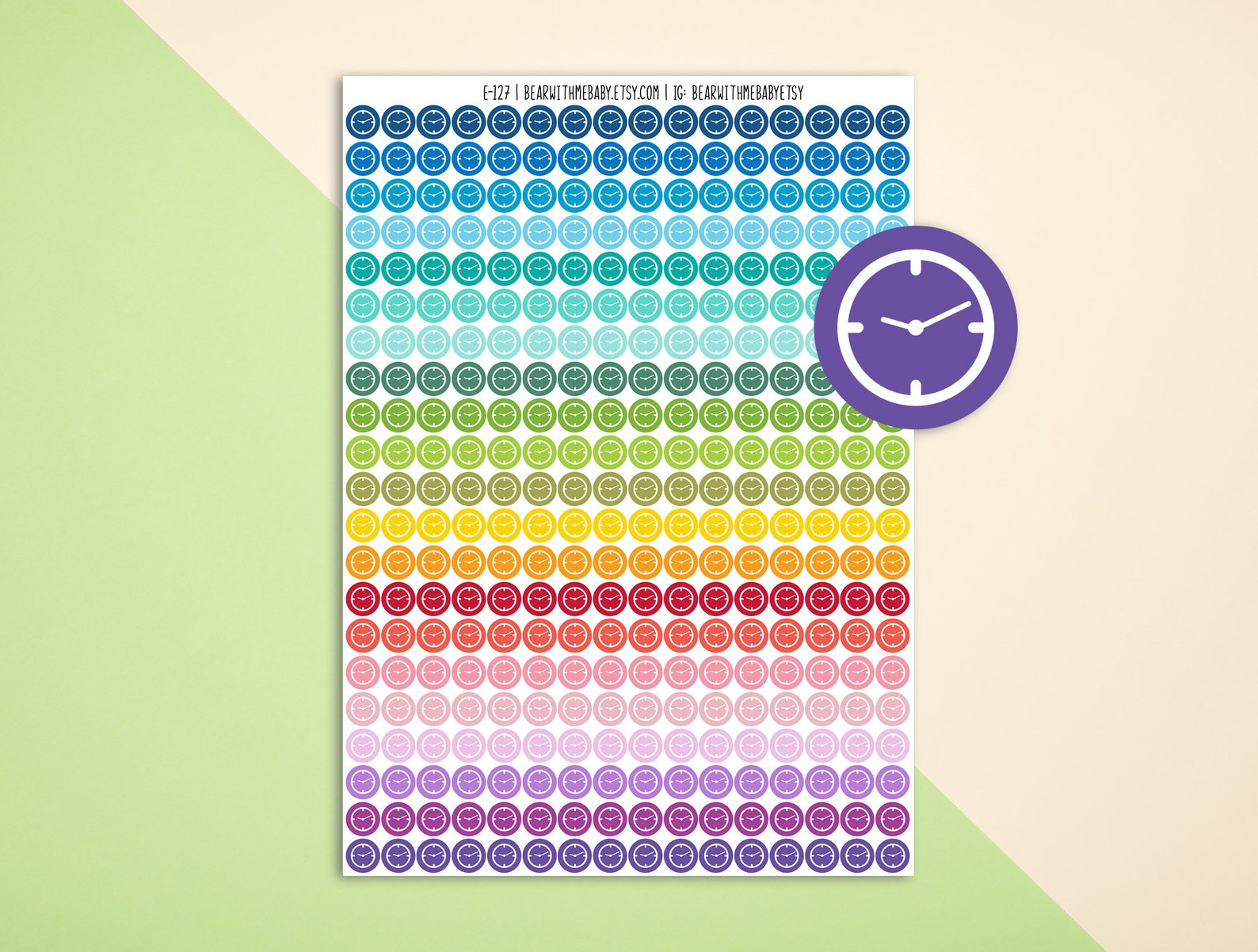 Tiny Clock Dot Planner Stickers, Colorful Mini Dot Icon Planner ...