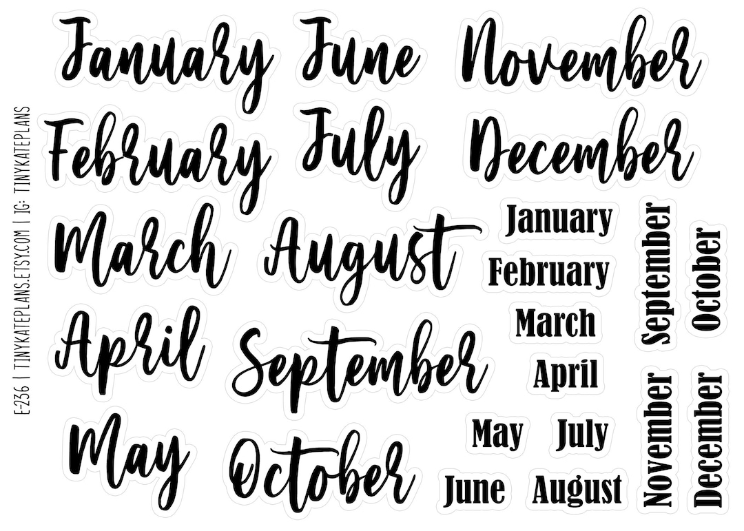 12 Big Months Title Planner Stickers, Memories of Month Bullet Journal ...