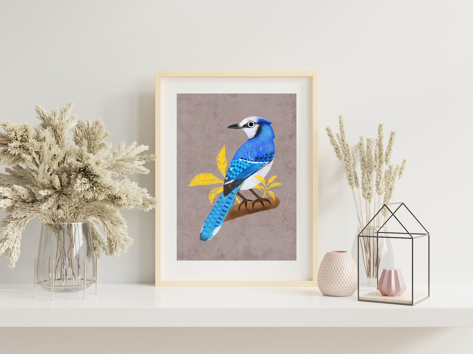 Blue Jay Bird Art Print, Cute Blue Bird Art Print, Colorful Bird Art ...