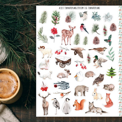 Vintage Inspired Forest Animals Planner Stickers Tiny Animal | Etsy