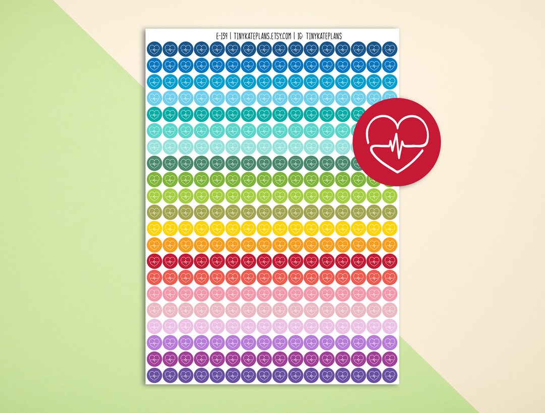336 Tiny Heart Rate Dot Planner Stickers, Colorful Mini Workout Dot ...