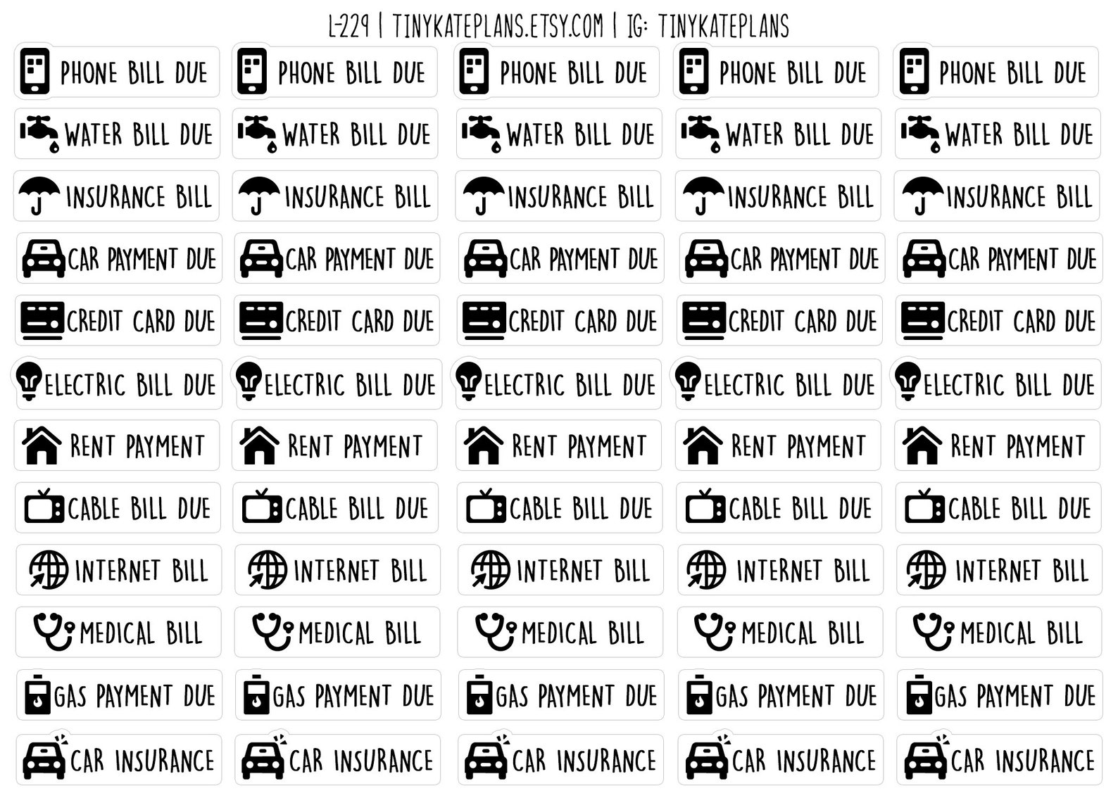 60 Different Payment Reminder Planner Stickers, Happy Planner Bill Payment Stickers, Bullet ...