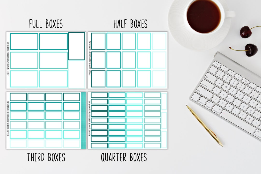 Teal Happy Planner Classic Box Planner Stickers, Happy Planner Blue Box ...