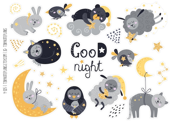 Good Night Baby Planner Stickers Sleeping Animals Planner - Etsy