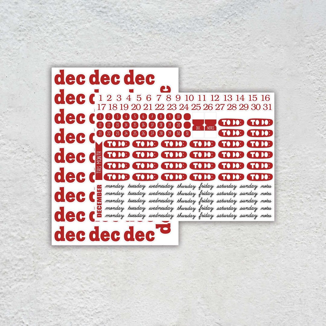 DECEMBER Build A Planner Planner Sticker Kit, Monthly Planner Stickers ...