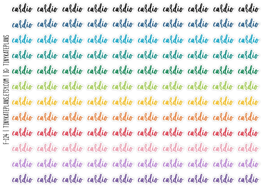 120 Tiny Cardio Wording Planner Stickers, Colorful Workout Word Planner ...