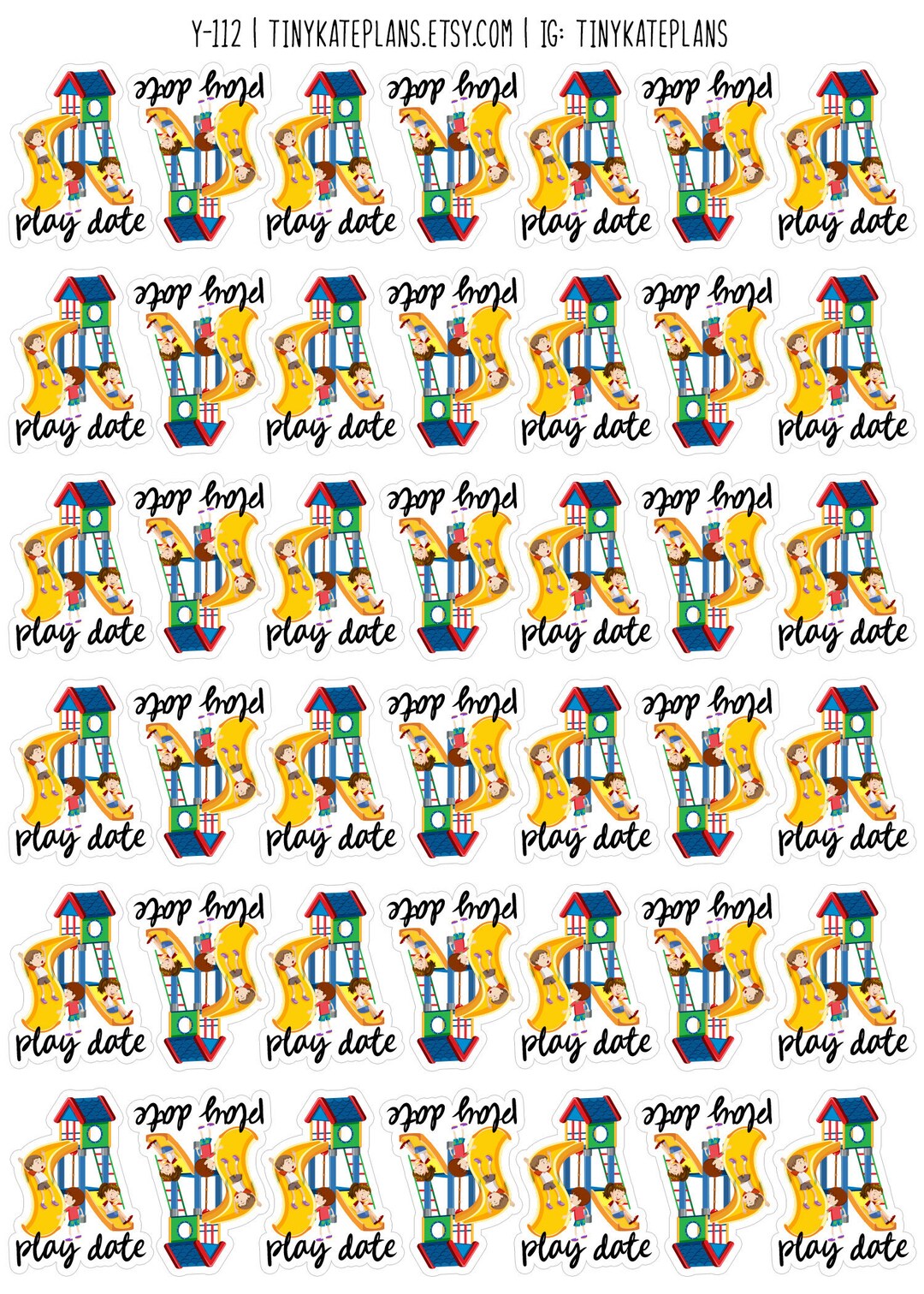 35 Play Date Planner Stickers, Kids Planner Stickers, Playground ...